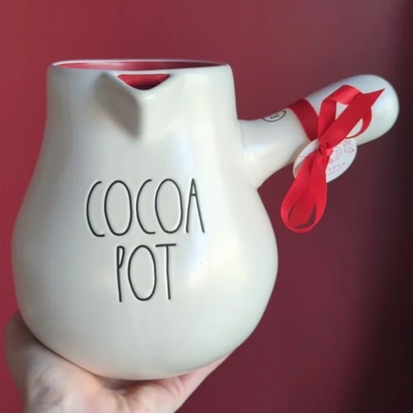 Rae Dunn | Kitchen | Rae Dunn Cocoa Pot With Handle Rich Christmasred ...